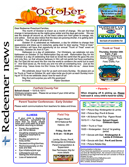 Upcoming Events and Newsletter | Redeemer Evangelical Lutheran Church